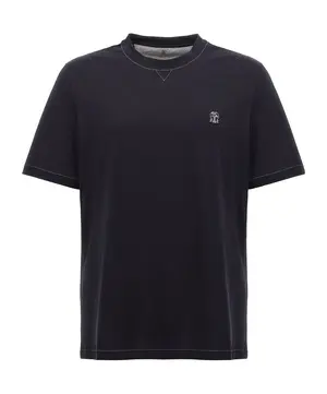 Brunello Cucinelli Logo Embroidered Crewneck T-shirt