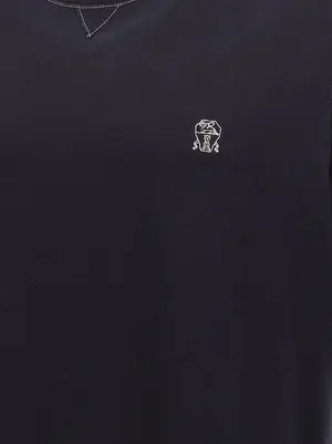 Brunello Cucinelli Logo Embroidered Crewneck T-shirt