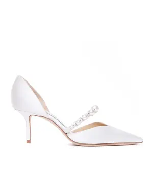 JIMMY CHOO Pearl Embellished Pointed Toe Pumps - White