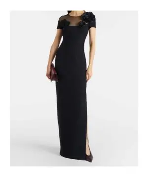 SAFIYAA LONDON Noah Floral-appliqué Crêpe Gown