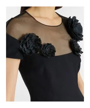SAFIYAA LONDON Noah Floral-appliqué Crêpe Gown