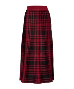 Polo Ralph Lauren Plaid Knit Midi Skirt - Brown