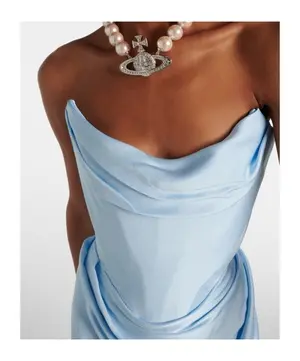 VIVIENNE WESTWOOD Galaxy Strapless Satin Gown - Blue