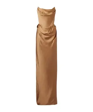 VIVIENNE WESTWOOD Galaxyno Strapless Satin Corset Gown - Beige