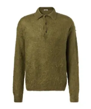 Auralee Mohair And Wool Polo Sweater - Green