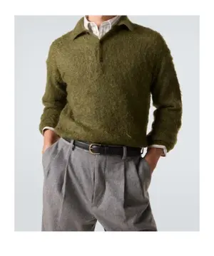 Auralee Mohair And Wool Polo Sweater