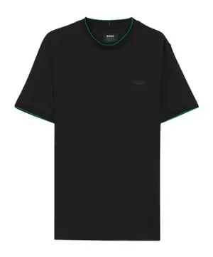 Hugo Boss Logo-plaque Tipped T-shirt - Black