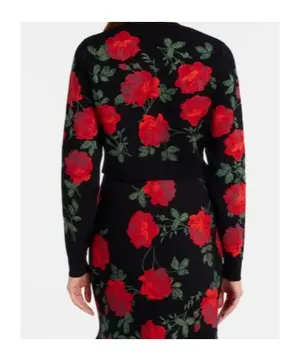 Carolina Herrera Floral Cropped Jacquard Cardigan