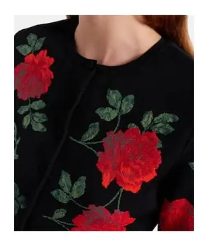 Carolina Herrera Floral Cropped Jacquard Cardigan