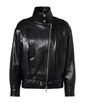 SELF-PORTRAIT Elegant Versatile Casual Leather Jacket - Black