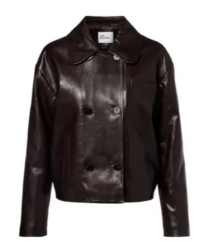 SELF-PORTRAIT Cropped Leather Jacket - Black