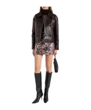SELF-PORTRAIT Cropped Leather Jacket