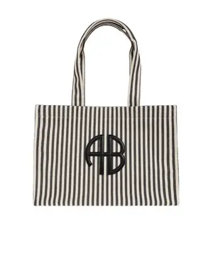 ANINE BING Striped Shoulder Bag - Black