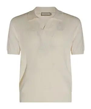 Canali Textured Knit Polo Top - No