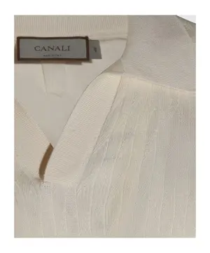 Canali Textured Knit Polo Top
