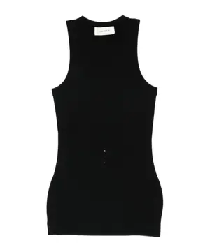LISA YANG Ribbed Sleeveless Round Neck Vest - Black