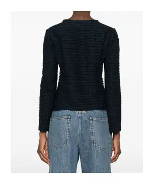 Emporio Armani Bow-detail Frayed-edge Jacket