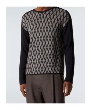 Giorgio Armani Wool And Cashmere Geometric Jacquard Crewneck Sweater