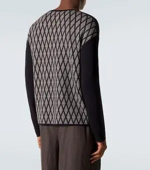 Giorgio Armani Wool And Cashmere Geometric Jacquard Crewneck Sweater
