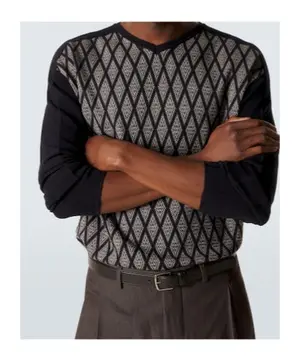 Giorgio Armani Wool And Cashmere Geometric Jacquard Crewneck Sweater
