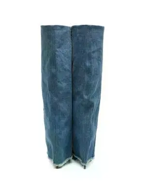 LE SILLA Pointed-toe Denim Mid-calf Boots