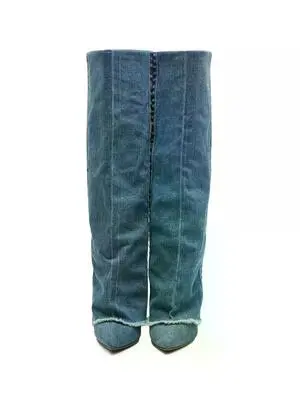 LE SILLA Pointed-toe Denim Mid-calf Boots