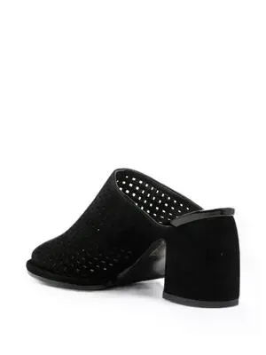ADRIANNA FERETTI Perforated Block-heel Mules