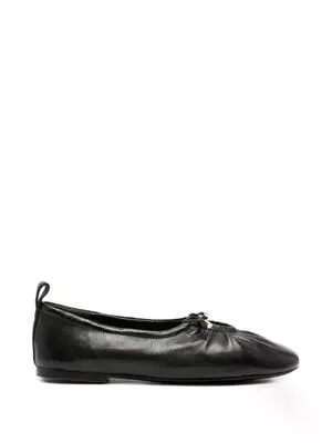 ADRIANNA FERETTI Leather Ballet Flats With Bow Detailing - Black