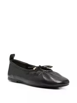 ADRIANNA FERETTI Leather Ballet Flats With Bow Detailing - Black