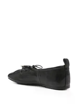 ADRIANNA FERETTI Leather Ballet Flats With Bow Detailing - Black