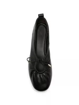 ADRIANNA FERETTI Leather Ballet Flats With Bow Detailing - Black