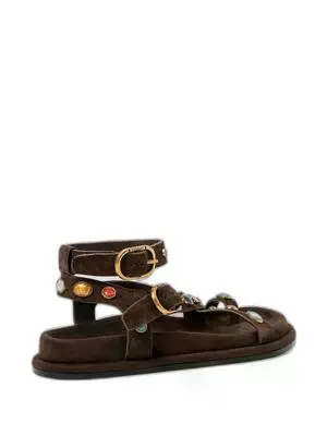 TWINSET Cabochon-embellished Suede Sandals