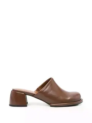 ADRIANNA FERETTI Block-heel Leather Mules - Brown
