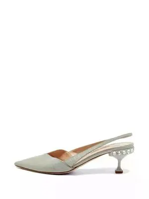 Miu Miu Croc-embossed Slingback Pumps