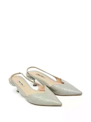 Miu Miu Croc-embossed Slingback Pumps