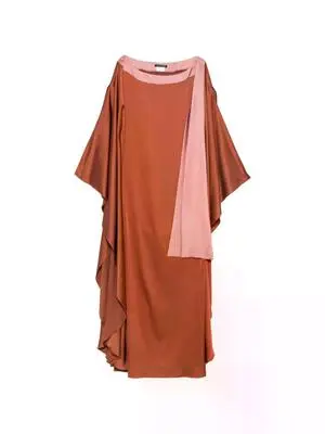 LE RJTANGE Satin Draped Dress - Brown