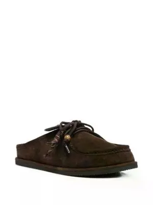 ADRIANNA FERETTI Embellished Suede Mules - Brown
