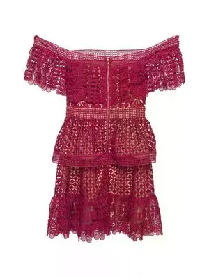 SELF-PORTRAIT Guipure Lace Off-shoulder Mini Dress