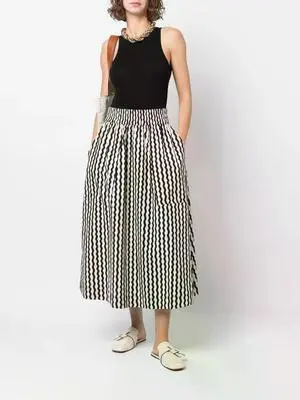 BY MALENE BIRGER Tarrana Wavy-stripe A-line Midi Skirt - Black