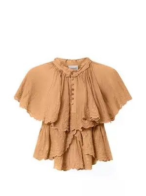 MARANT ETOILE Lorna Broderie Anglaise Top - Brown