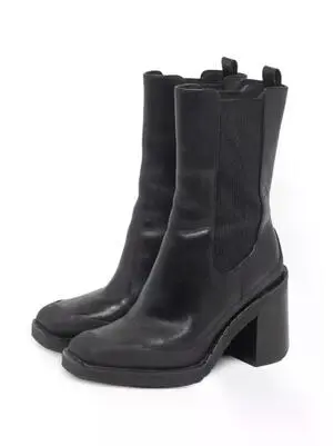 Tory Burch Leather Square Toe Block Heel Boots