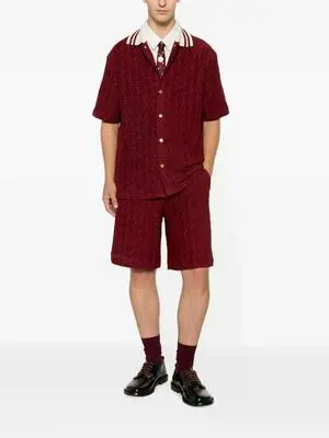 Drole De Monsieur Monogram-jacquard Striped-collar Shirt