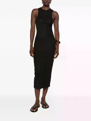 Wardrobe.NYC Ribbed Knit Sleeveless Midi Dress - Black