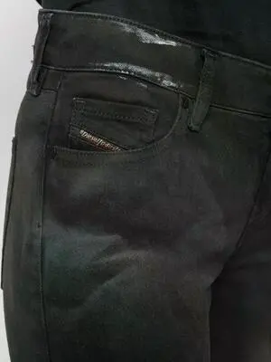 DIESEL® Stretch Cotton Skinny Jeans With Brush Stroke Print
