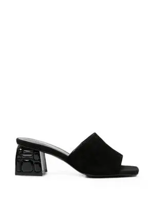 ADRIANNA FERETTI Adrianna Ferretti Crystal Embellished Block Heel Sandals - Black