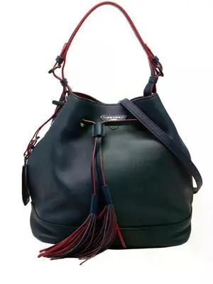 Prada Soft Calf Tassel Convertible Drawstring Bucket Bag Satchel