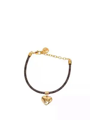 LOUIS VUITTON Monogram Blooming Heart Charm Bracelet - Brown