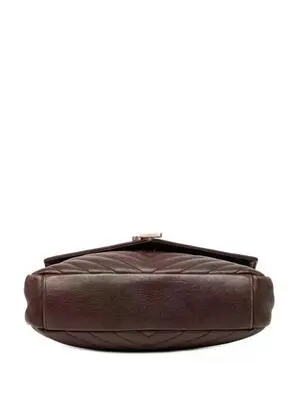 Saint Laurent Quilted Chevron Sheepskin College Satchel - Red