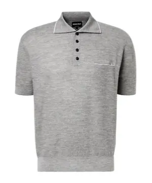 Giorgio Armani Cashmere And Silk Polo Shirt - Gray