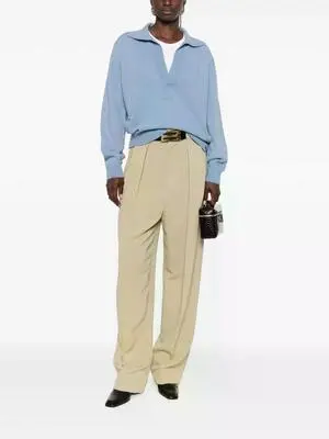 Victoria Beckham Ocean Mist Melange Polo-collar Sweater